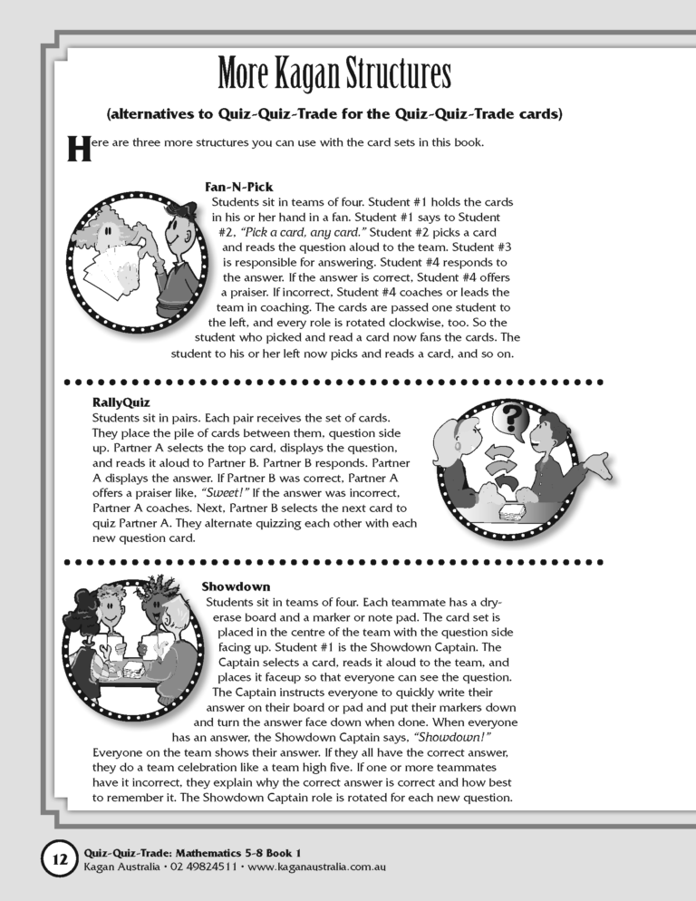Quiz-Quiz-Trade: Mathematics Years 5-8 Level 1 - Kagan Australia