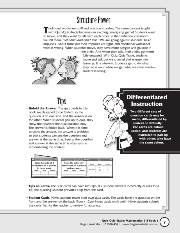 Quiz-Quiz-Trade: Mathematics (Years 6-8) Level 2 - Kagan Australia