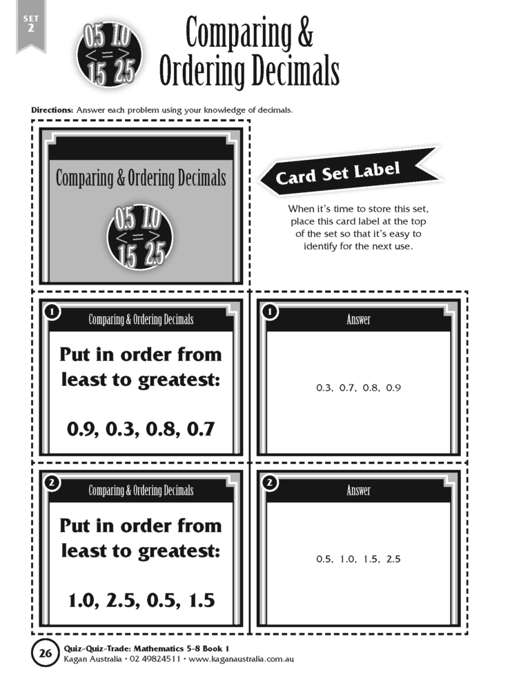 Quiz-Quiz-Trade: Mathematics Years 5-8 Level 1 - Kagan Australia